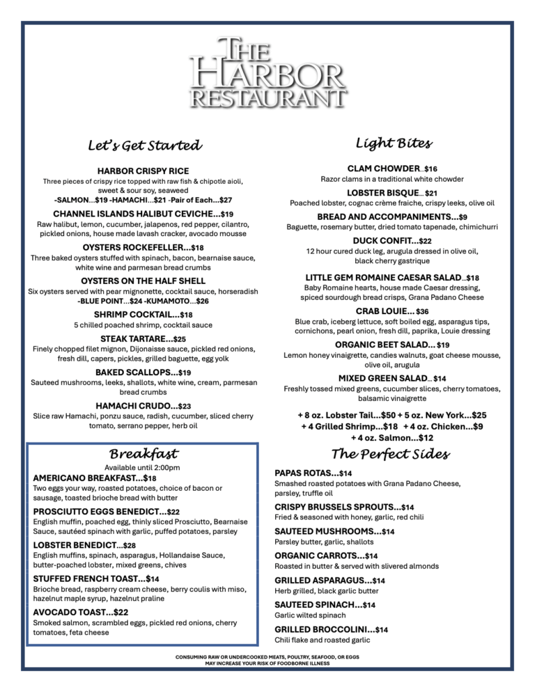 All Day Menu - The Harbor Restaurant