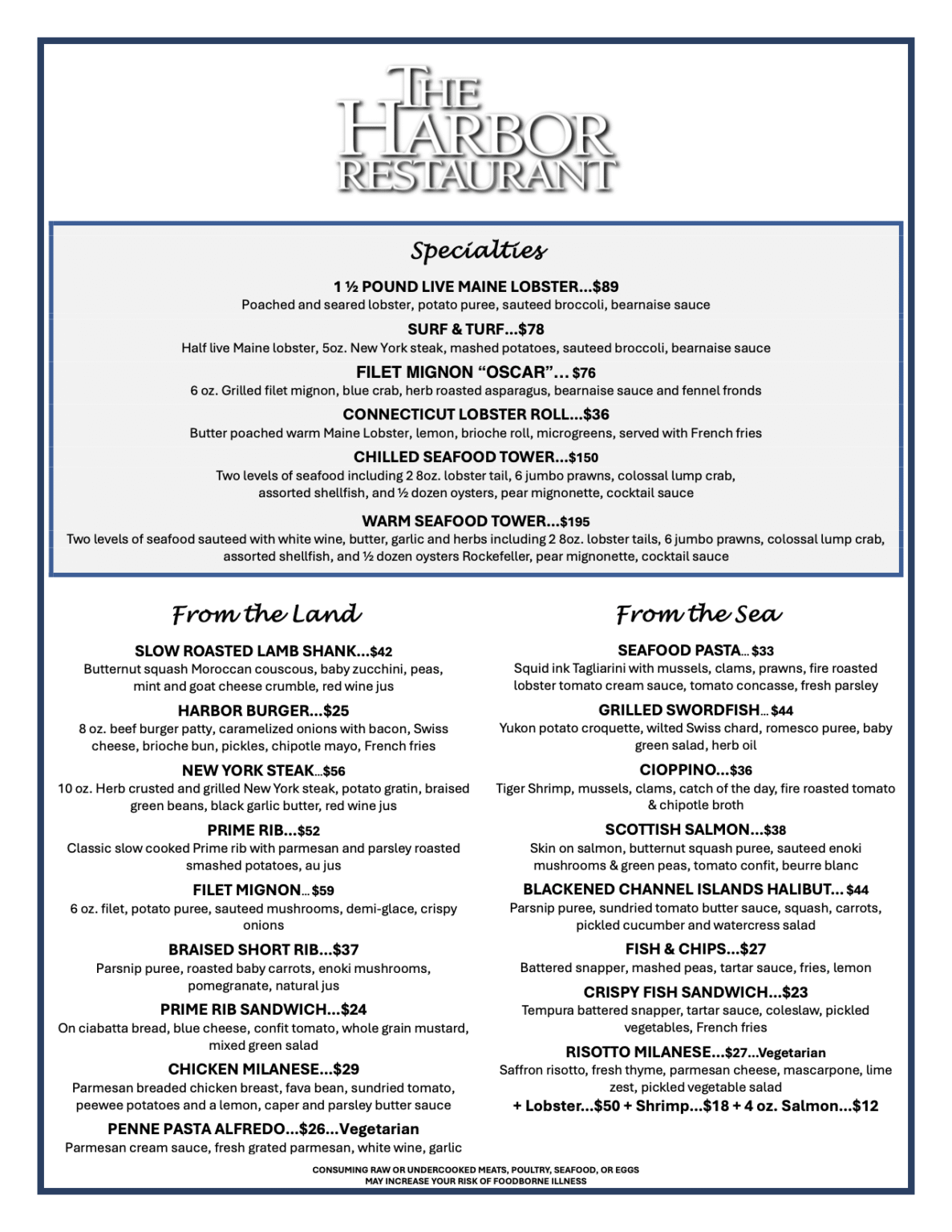 All Day Menu - The Harbor Restaurant